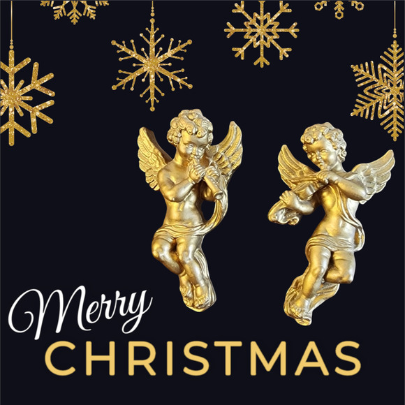 Unbranded | Accents | Two Vintage Cherub Angel Gold Wall Plaque ...